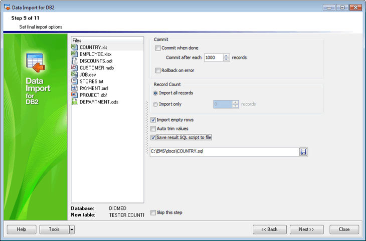 Data Import For Db2 Sqlmanager